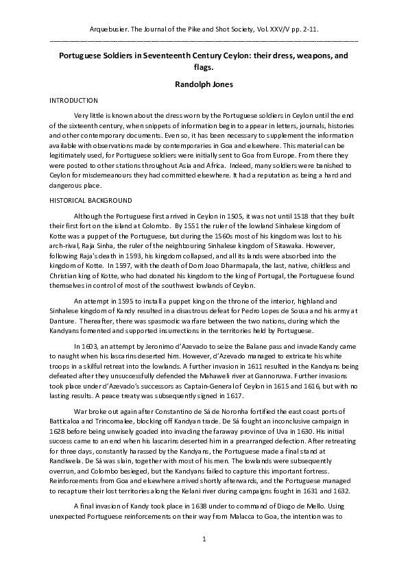 (PDF) Portuguese Soldiers in Seventeenth Century Ceylon: their dress ...