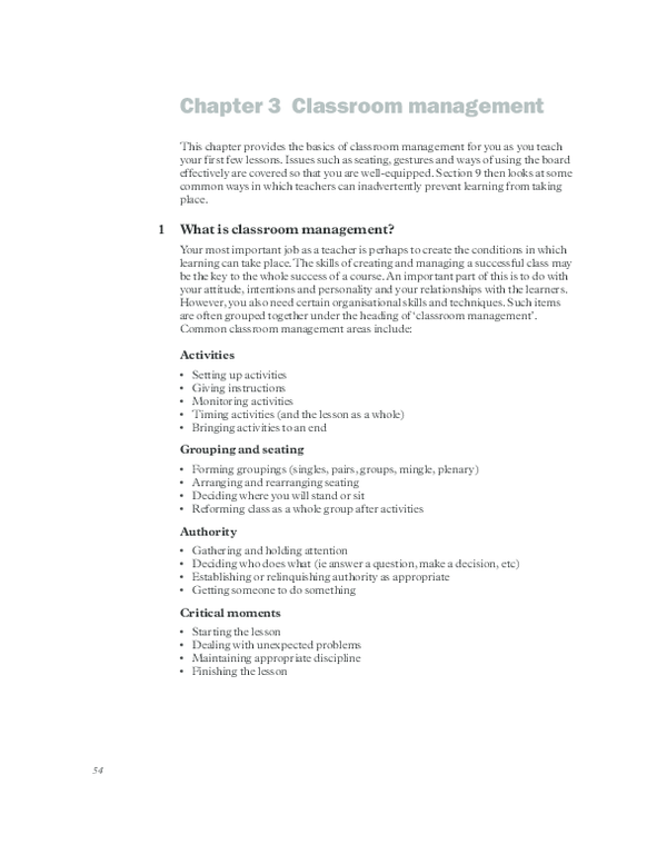 (PDF) Chapter 3 Classroom management