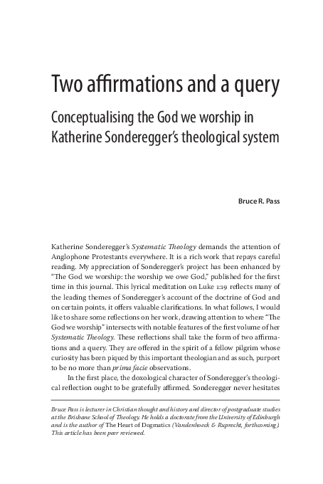 (PDF) Two affirmations and a query Conceptualising the God we worship ...