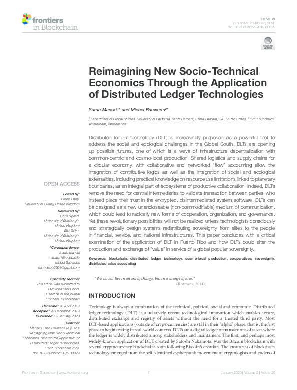 (PDF) Reimagining New Socio-Technical Economics Through the Application ...
