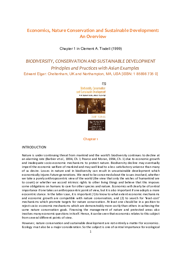 (PDF) Economics, Nature Conservation and Sustainable Development: An ...