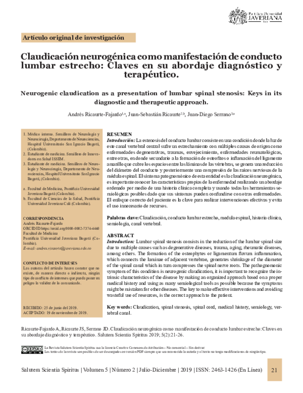 (PDF) Neurogenic claudication as a presentation of lumbar spinal ...