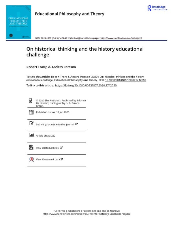 (PDF) On historical thinking and the history educational challenge
