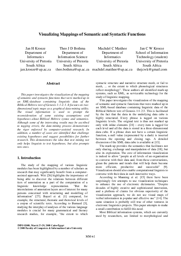 (PDF) Visualizing Mappings of Semantic and Syntactic Functions