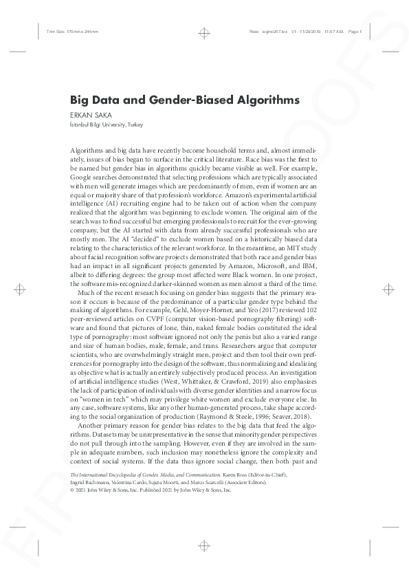 (PDF) Big Data and Gender-Biased Algorithms