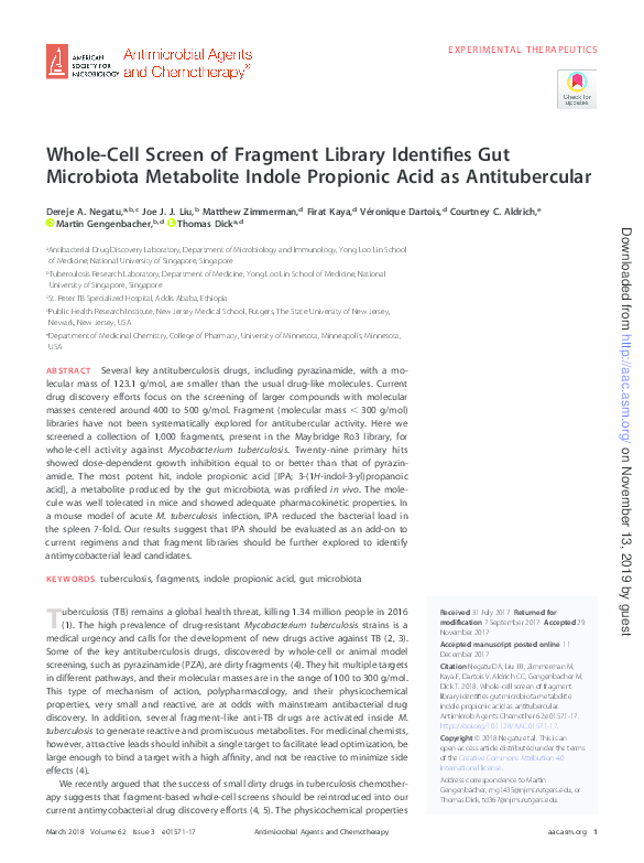 (PDF) Whole-Cell Screen of Fragment Library Identifies Gut Microbiota ...