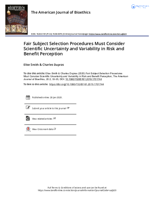 (PDF) Fair subject selection procedures must consider scientific ...