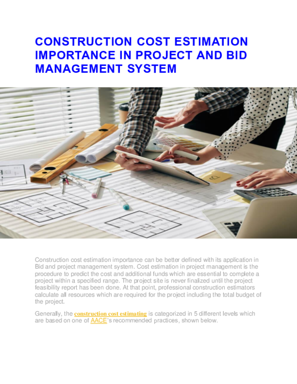 (DOC) CONSTRUCTION COST ESTIMATION IMPORTANCE IN PROJECT AND BID MANAGEMENT SYSTEM
