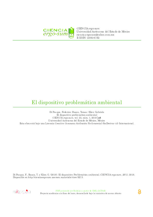 (PDF) El dispositivo "problemática ambiental"