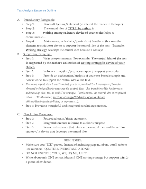 (DOC) Text analysis outline