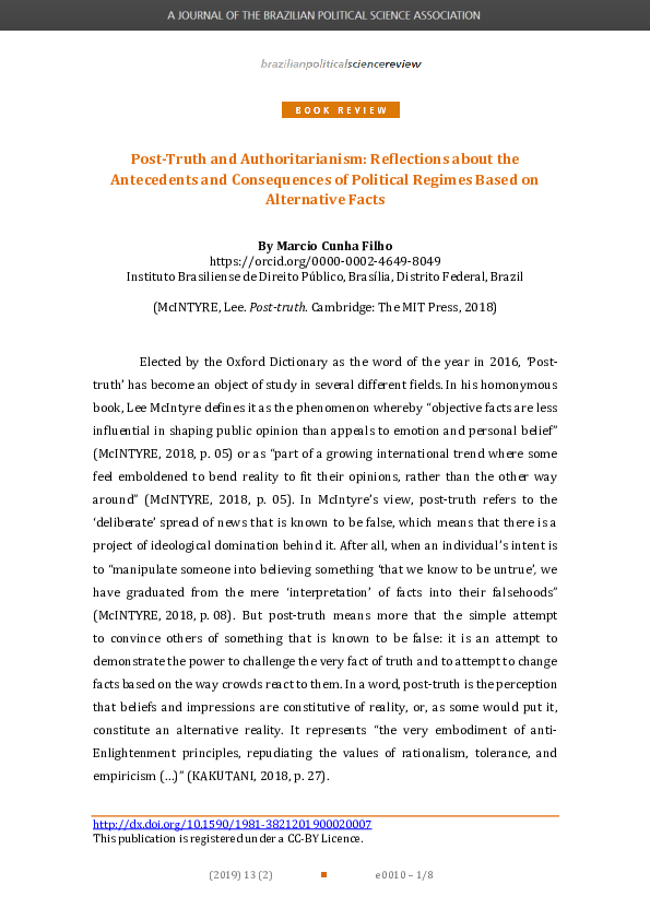 (PDF) Post-Truth and Authoritarianism: Reflections about the ...