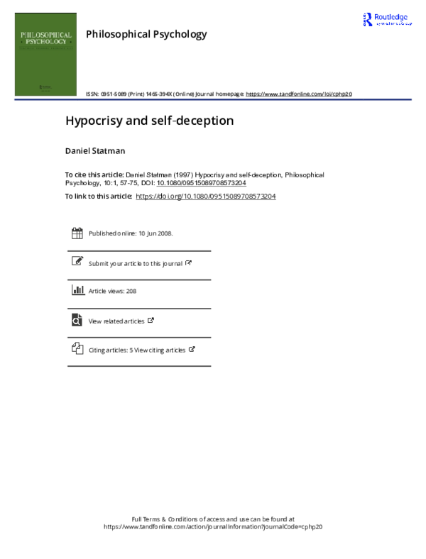 (PDF) Hypocrisy and Self-Deception