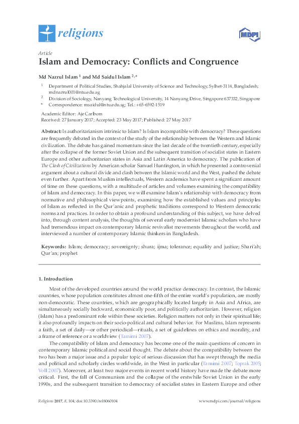 Islam and Democracy | Nasim Nematizadeh - Academia.edu