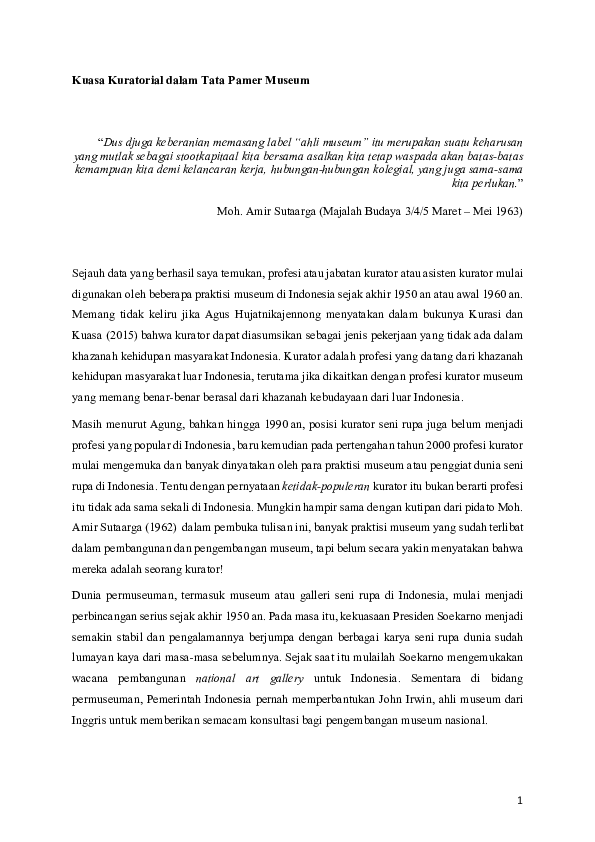 (PDF) Kuasa Kuratorial dalam Tata Pamer Museum