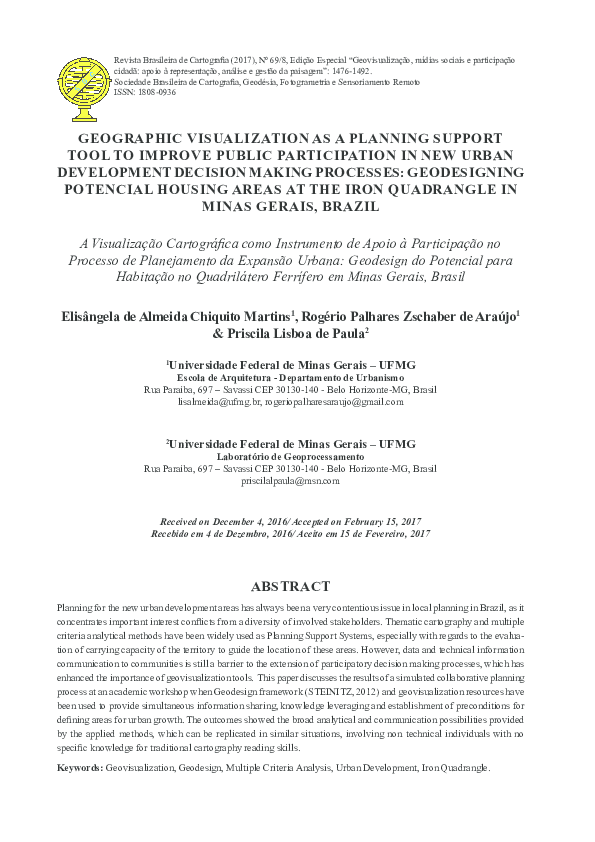 (PDF) GEOGRAPHIC VISUALIZATION AS A PLANNING SUPPORT TOOL TO IMPROVE ...