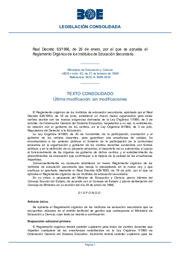 Pdf Real Decreto 83 1996 De 26 De Enero Por El Que Se Aprueba El