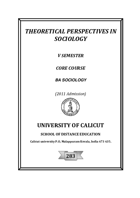 (PDF) BA sociology theoretical perspectives