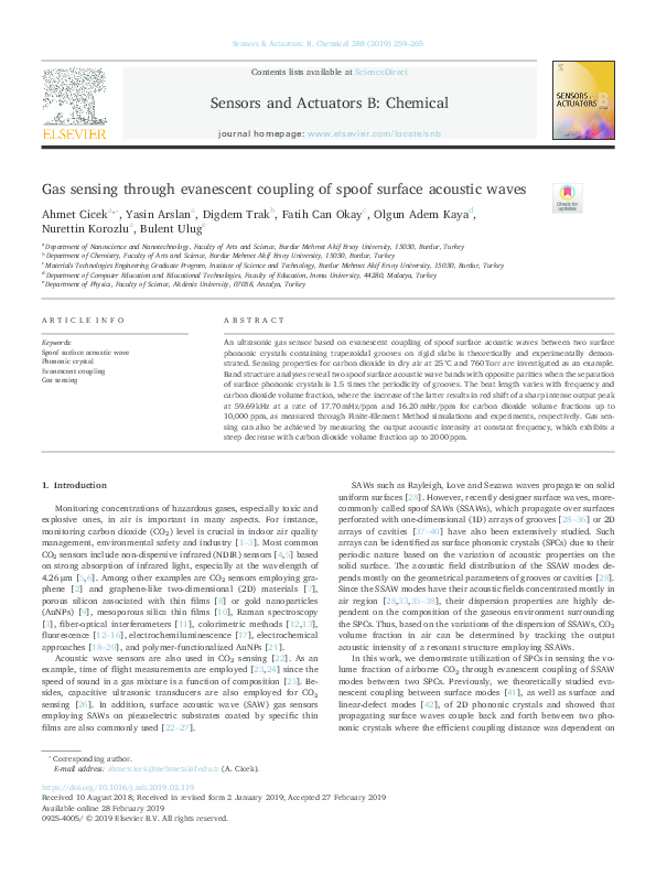 (PDF) Gas sensing through evanescent coupling of spoof surface acoustic waves | Nurettin Körözlü ...