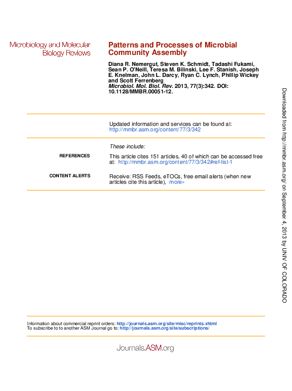 (PDF) Patterns and Processes of Microbial Community Assembly