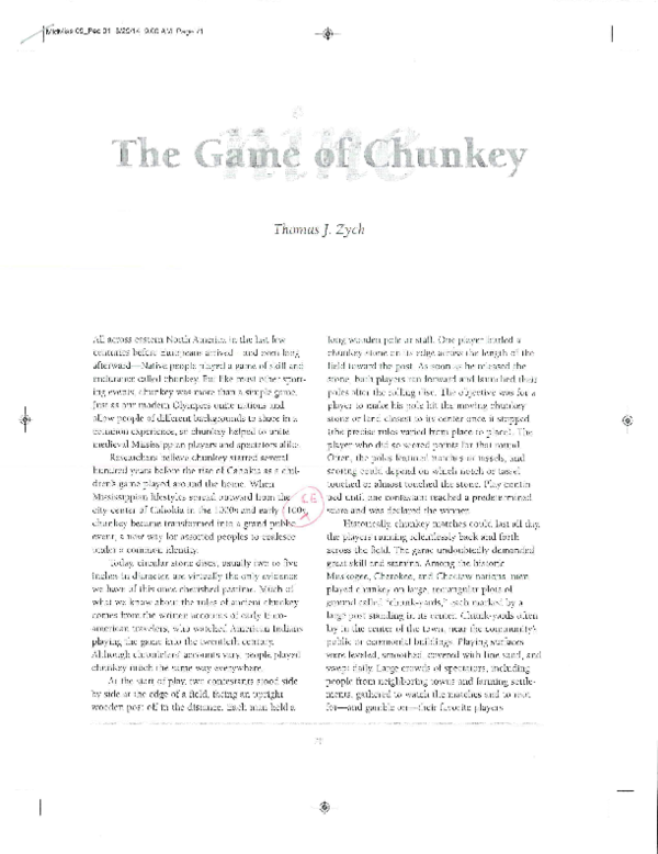 (PDF) The Chunkey Game