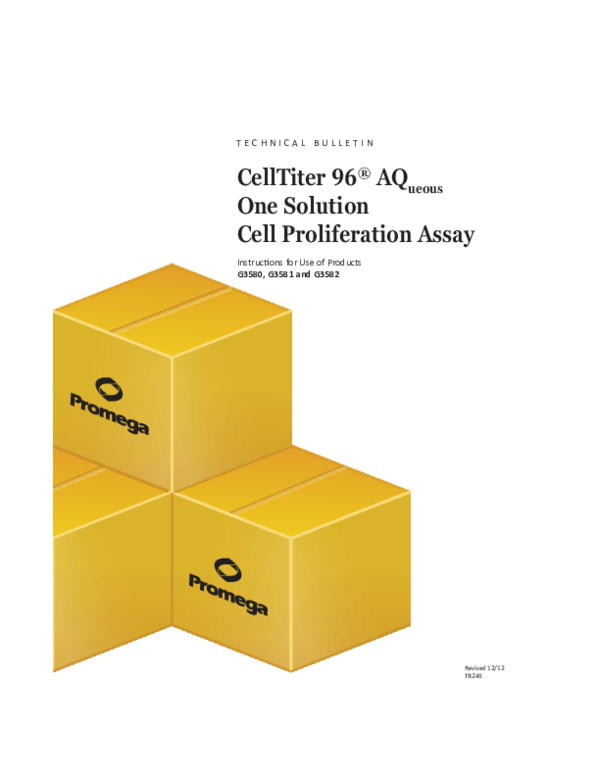(PDF) CellTiter 96 ® AQ ueous One Solution Cell Proliferation Assay ...