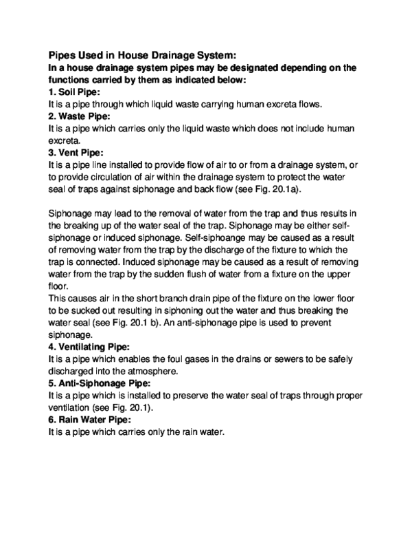 (DOC) Pipes Used in House Drainage System