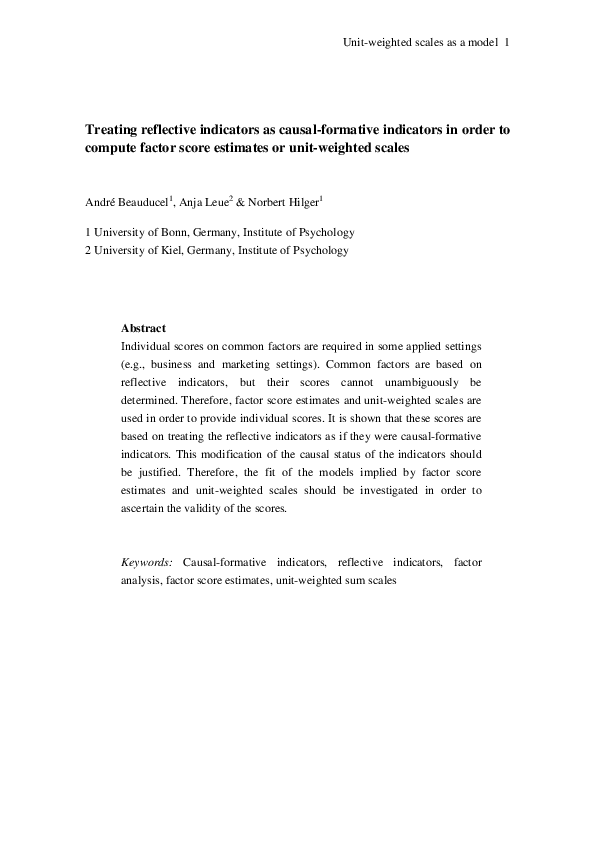 (PDF) Treating reflective indicators as causal-formative indicators in ...