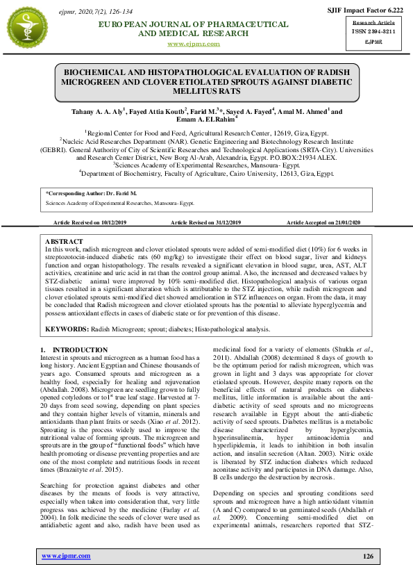 (PDF) BIOCHEMICAL AND HISTOPATHOLOGICAL EVALUATION OF RADISH MICROGREEN ...