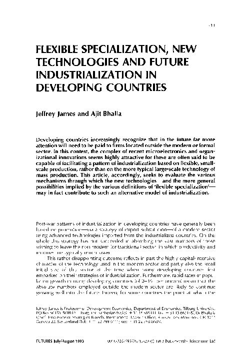 (PDF) FLEXIBLE SPECIALIZATION, NEW TECHNOLOGIES AND FUTURE ...