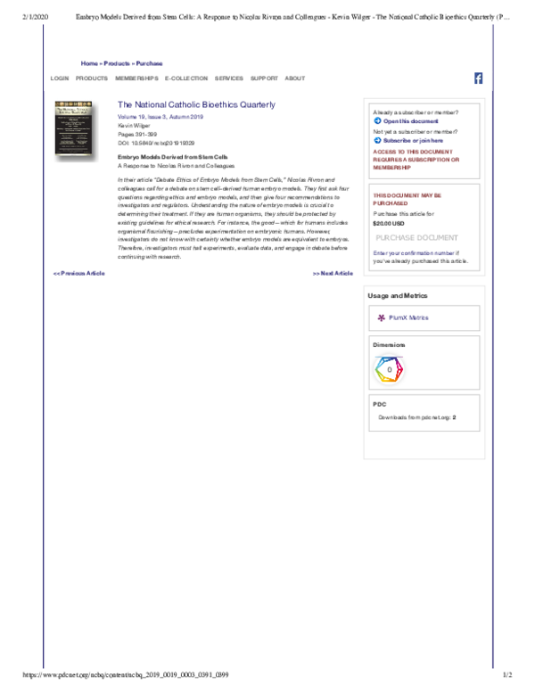 (PDF) Embryo Models Derived from Stem Cells - A Response to Nicolas ...