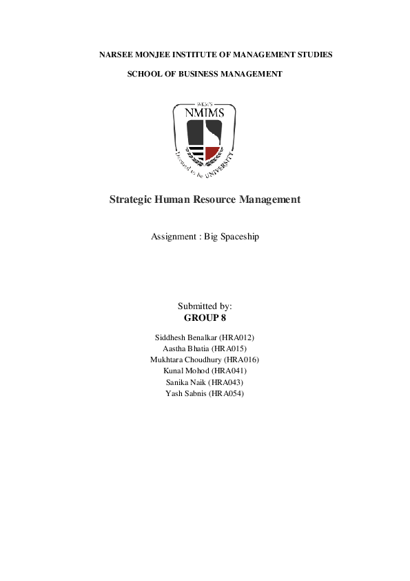 (PDF) NARSEE MONJEE INSTITUTE OF MANAGEMENT STUDIES SCHOOL OF BUSINESS MANAGEMENT Strategic ...