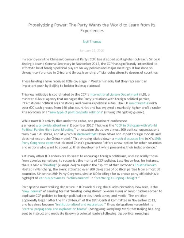 (PDF) Proselytizing Power: The Party Wants the World to Learn from Its ...