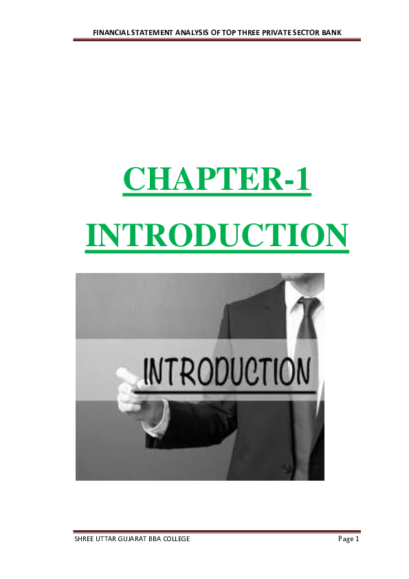 (DOC) CHAPTER-1 INTRODUCTION FINANCIAL STATEMENT ANALYSIS OF TOP THREE PRIVATE SECTOR BANK ...
