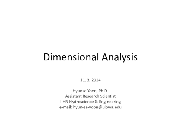 (PDF) Dimensional Analysis