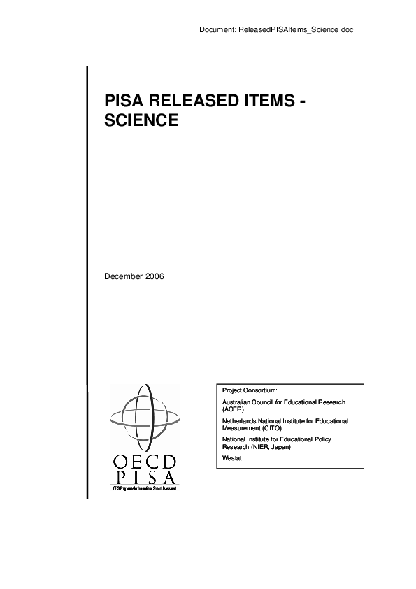 (PDF) PISA RELEASED ITEMS - SCIENCE