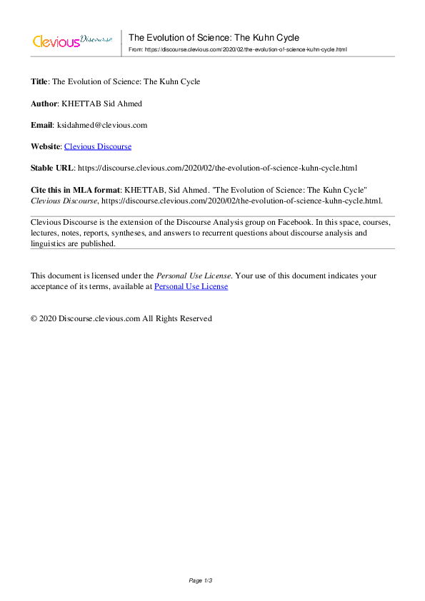 (PDF) The Evolution of Science: The Kuhn Cycle Explained
