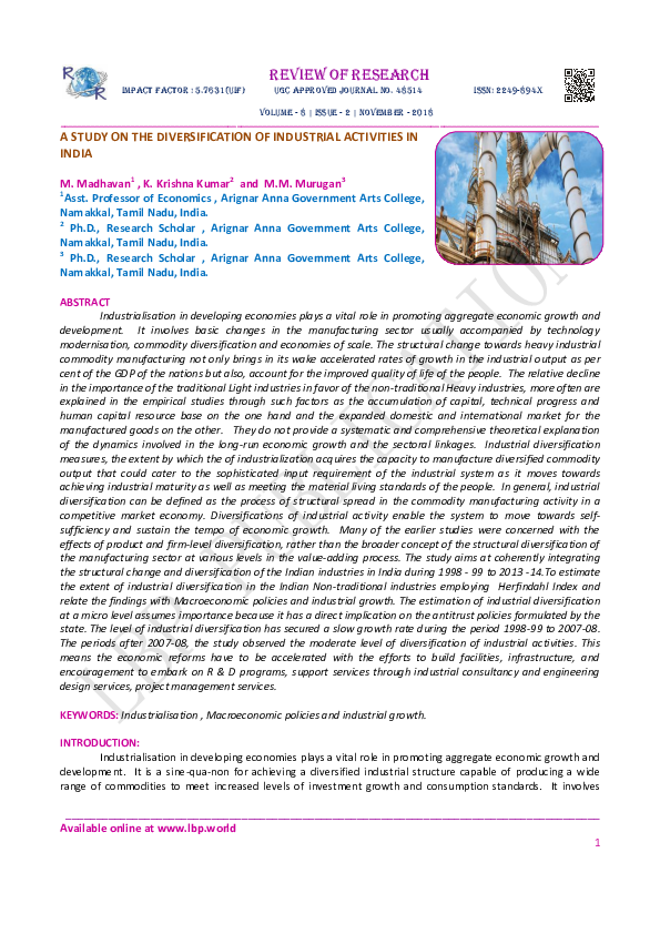 PDF A STUDY ON THE DIVERSIFICATION OF INDUSTRIAL ACTIVITIES IN INDIA pdf-a-study-on-the-diversification-of-industrial-activities-in-india