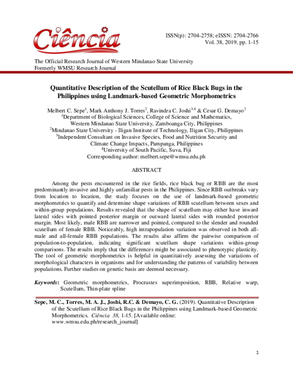 (PDF) Quantitative Description of the Scutellum of Rice Black Bugs in ...