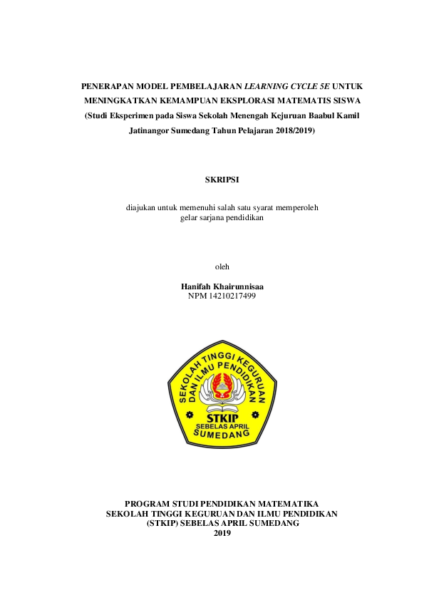 (PDF) PENERAPAN MODEL PEMBELAJARAN LEARNING CYCLE 5E UNTUK MENINGKATKAN KEMAMPUAN EKSPLORASI ...
