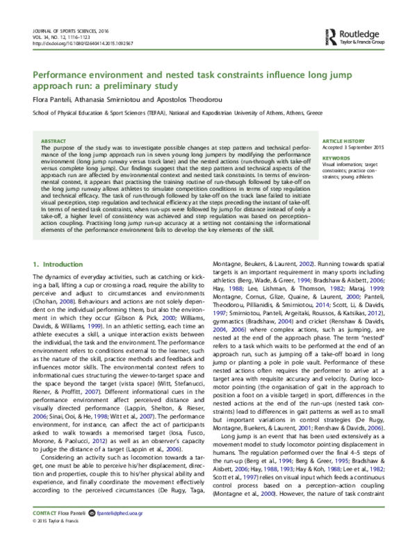 Pdf Performance Environment And Nested Task Constraints Influence