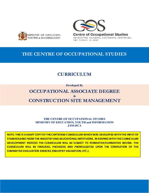 Ms Construction Management Curriculum Construction