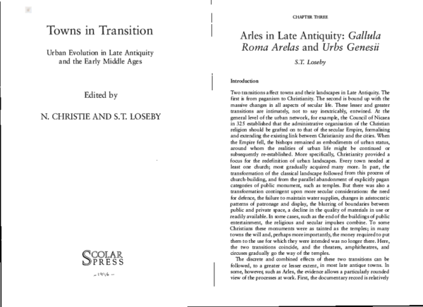 (PDF) ‘Arles in late antiquity: Gallula Roma Arelas and urbs Genesii ...