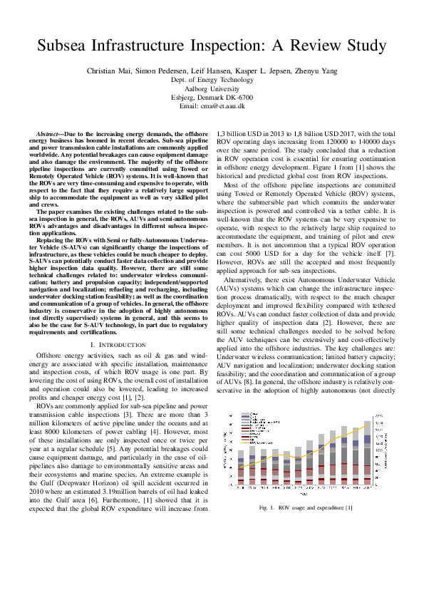 (PDF) Subsea Infrastructure Inspection: A Review Study