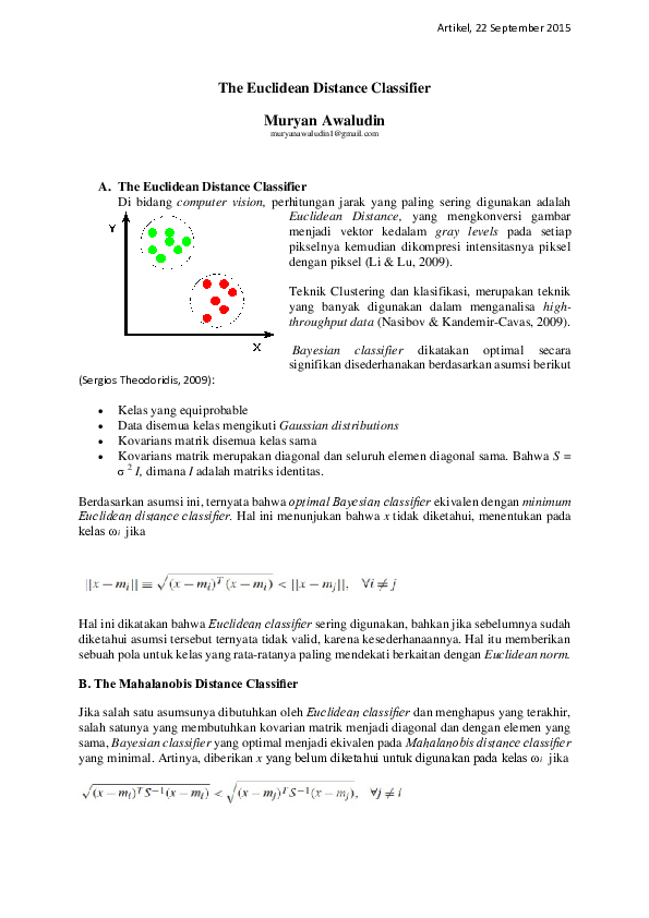 Pdf The Euclidean Distance Classifier