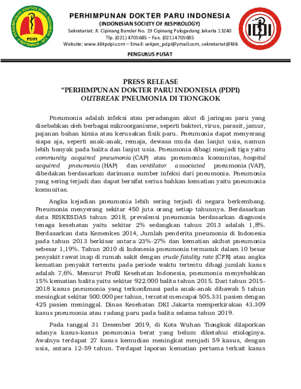 Perhimpunan Dokter Paru Indonesia - Perumperindo.co.id