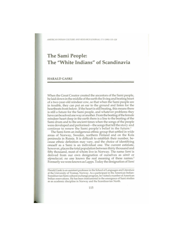 (PDF) The Sami People: The "White Indians" of Scandinavia