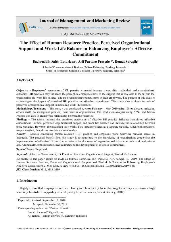 (PDF) Journal of Management and Marketing Review The Effect of Human Resource Practice ...