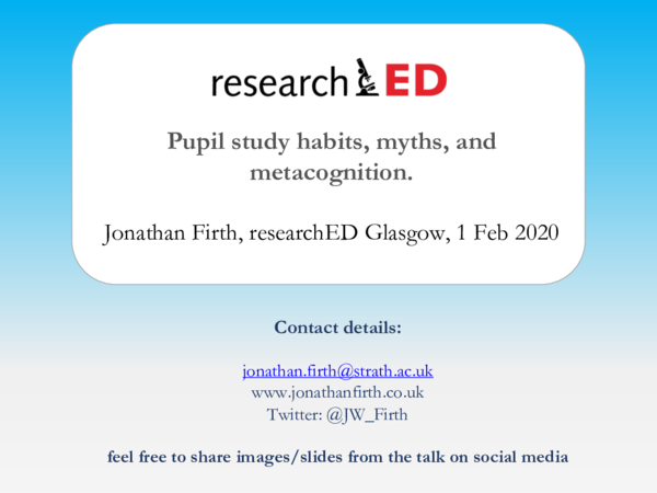 (PDF) Pupil study habits, myths, and metacognition