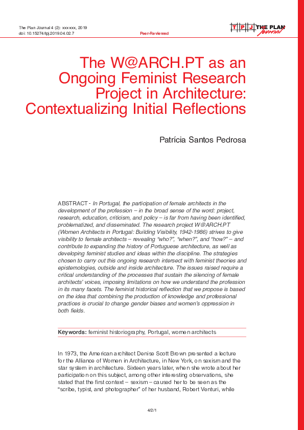 (PDF) The W@ARCH.PT as an Ongoing Feminist Research Project in ...