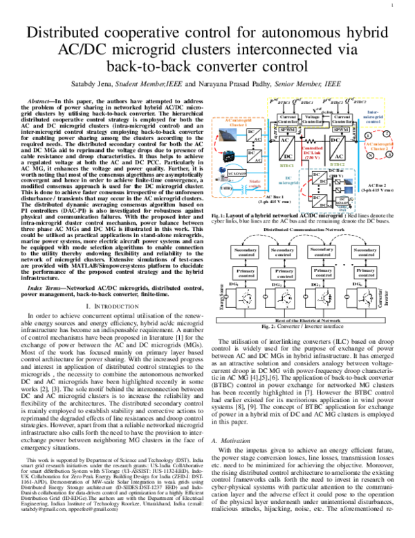 (PDF) Distributed cooperative control for autonomous hybrid AC/DC microgrid clusters ...